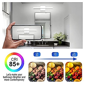 Combuh Modern Bathroom Light Fixtures Over Mirror 16 Inch IP44 9W Chrome Bathroom Vanity Light for Bathroom Wall Lights Cool White 6000K