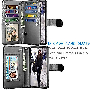 Tekcoo Wallet Case for LG V60 ThinQ/LG V60 ThinQ 5G UW, Luxury PU Leather ID Cash Credit Card Slots Holder Carrying Pouch Folio Flip Cover [Detachable Magnetic Hard Cases] Lanyard [Black]