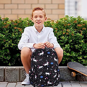 SCIONE Cute School Backpack for Girls, Teens School Bag with USB Charging Port Water-Resistant Black Canvas Bookbag, Preschool Daypack Elementary BackBag, Back to Shool Supplies Gifts for Kids