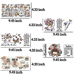 UV DTF Transfer Sticker, 5Sheets Rub on Transfer Stickers for Glass Cups,Waterproof UV DTF Cup Wrap Rub on Transfers Stickers Decals, Clear Film Transfer Paper UV DTF Cup Wraps Transfer Sticker
