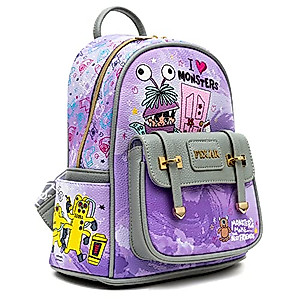 Wondapop Monsters Inc. 11" Vegan Leather Fashion Mini Backpack