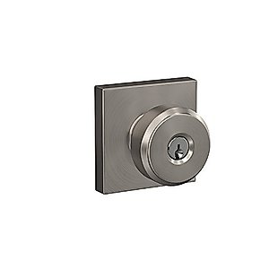 Schlage F51A BWE 619 COL Bowery Knob with Collins Trim Keyed Entry Lock, Satin Nickel