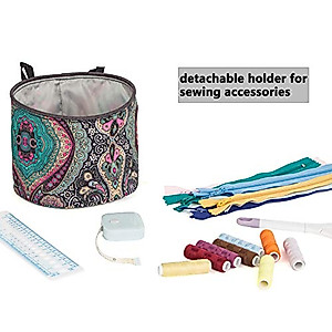 PACMAXI Sewing Machine Pad for Table with Pockets, Sewing Machine Pad Organizer, Pad Organizer for Sewing Machine Accessories, Sewing Machine Mat (Paisley Blue)