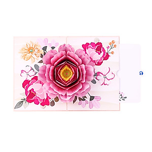TRUANCE Pop Up Greeting Card, Pink Peony Flower, Birthday, Thank You Card, All Occasions