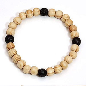 MILAKOO 4Pcs Lava Rock Stone Beads Essential Oil Diffuser Bracelet for Men Women Wood Beads Bracelet