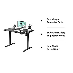 FLEXISPOT Electric Standing Desk 48 x 24 Inches Height Adjustable Desk Sit Stand Desk Home Office Desks Whole-Piece Desk Board (Black Frame + 48 in Black Table Top)