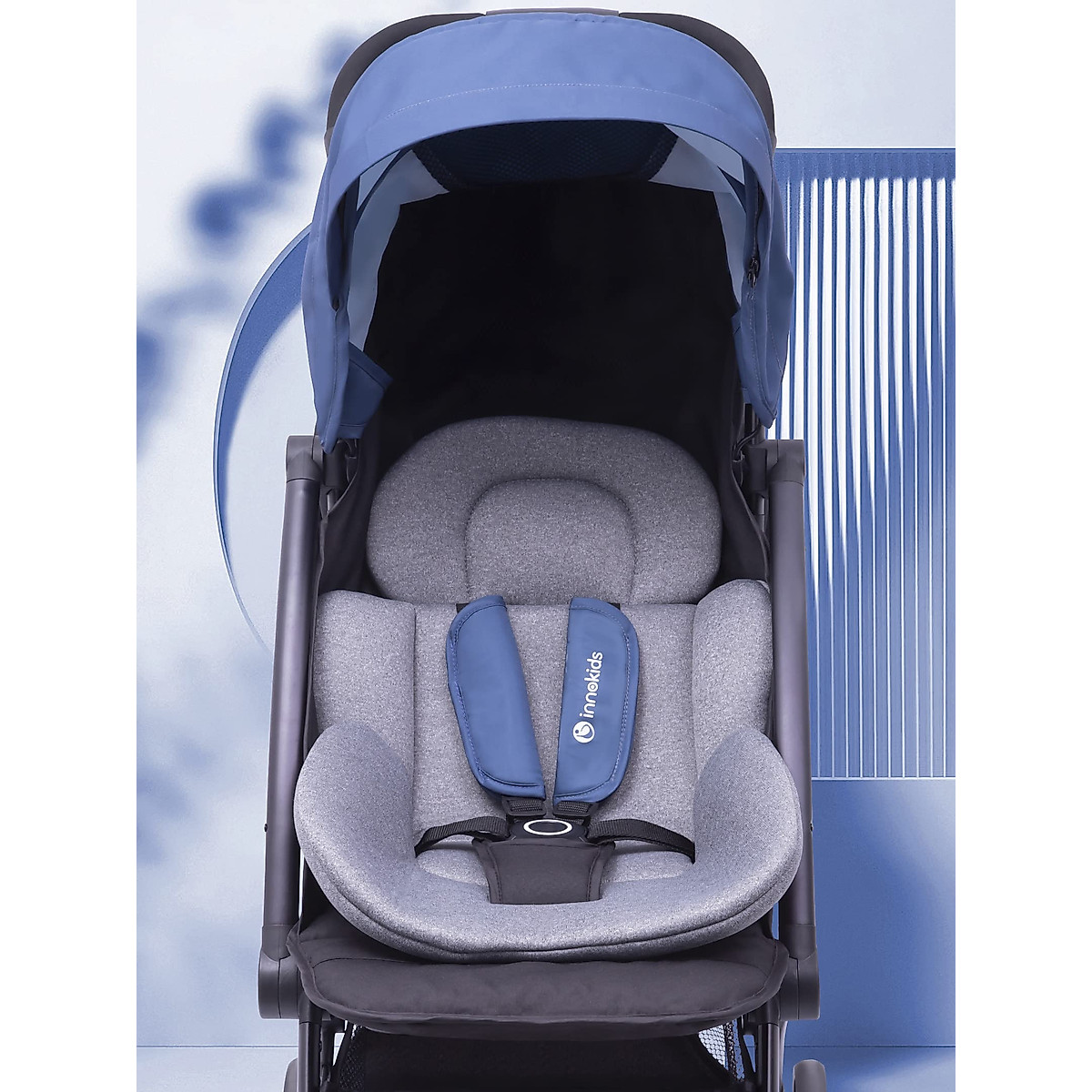 Innokids Infant to Toddler Head and Body Support Pillow, Newborn Car Seat Insert Cushion Pad, Headrest with Adjustable Height, Perfect for Baby Carseats, Strollers, Carriers (Gray)