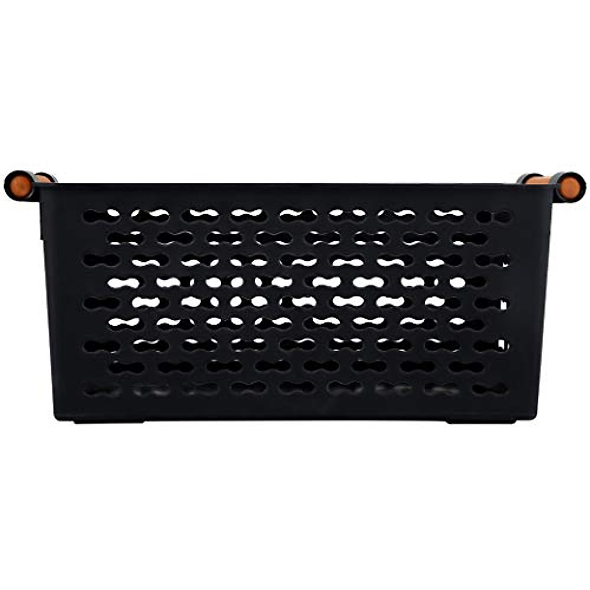 Yesland 6 Pack Plastic Storage Basket, Black Basket / Organizer / Bin with Handles for Home Office Closet