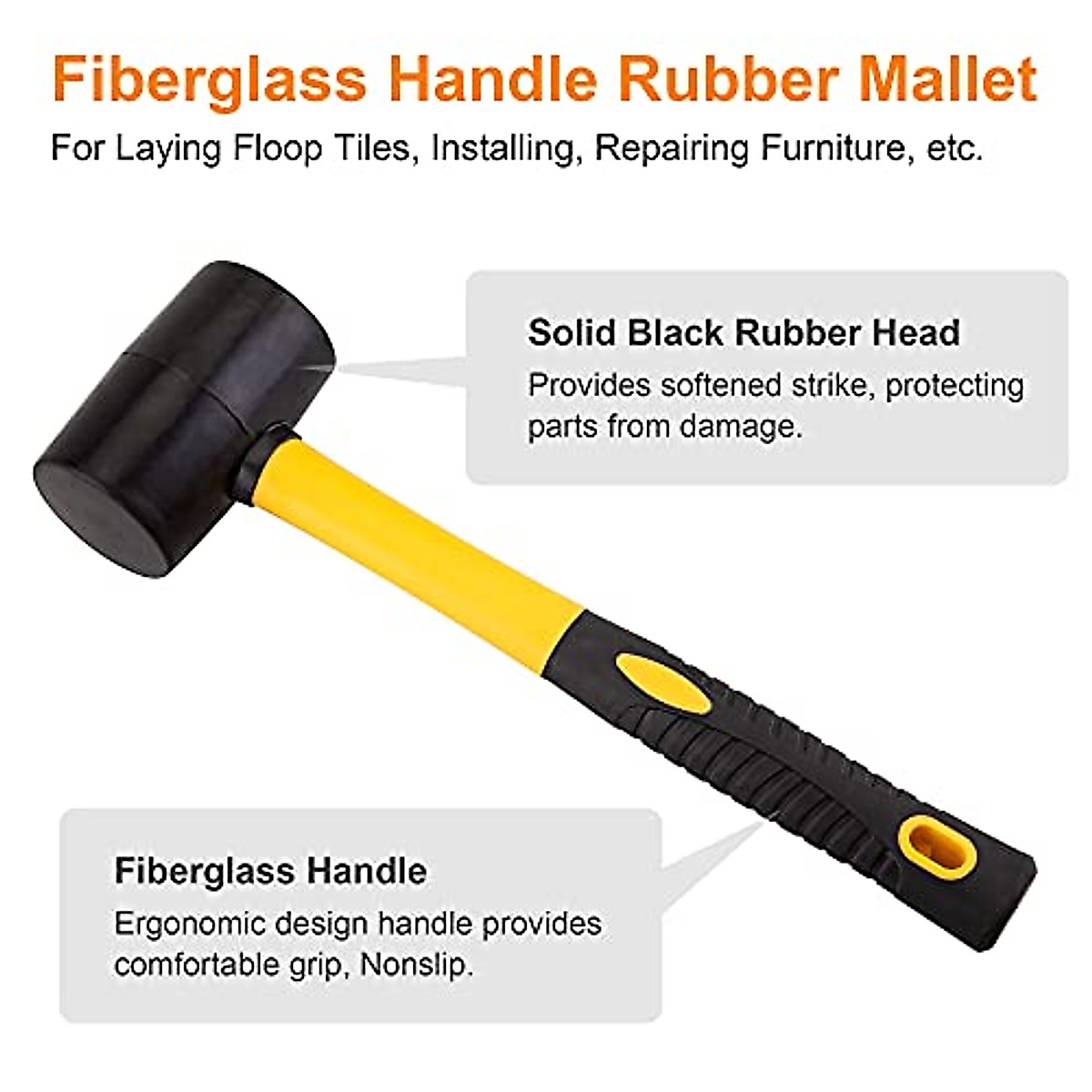 Floor Gap Fixer Tool for Laminate Floor Gap Repair Include Premium Quality Heavy Duty Aluminum Suction Cup and Fiberglass Handle Rubber Mallet (Yellow) - Can't Use on Scraped Surface Floor