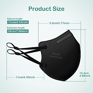 X-AOKOS KN95 Protective Face Mask 20 Pack, Disposable Respirator Masks with Adjustable Ear Straps and Sponge Pad, Black