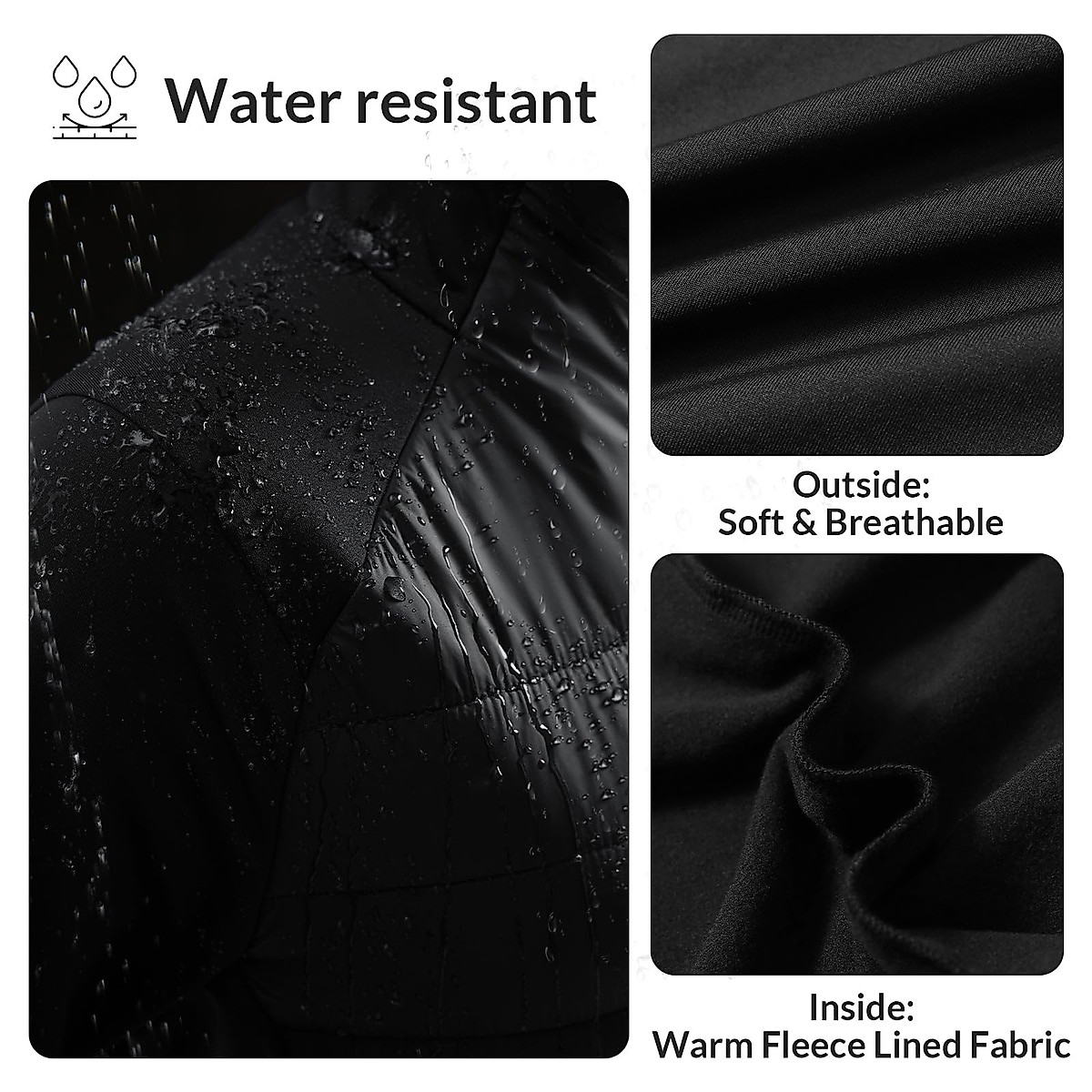 BALEAF Women's Running Winter Jacket Water Resistant Windproof Lightweight Puffer Coat Fall Cold Weather Hiking Golf Casual with Zip Pockets Black M