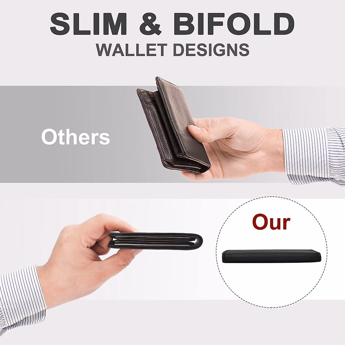 Chelmon Slim Wallet for Men ID Window with RFID Blocking Front Pocket Minimalist Bifold Bussiness Card Holder Gift for Men