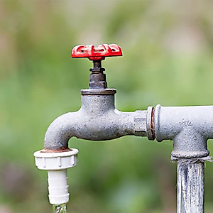 STSTR 2PCS Outdoor Faucet Handles, 6 x 6 mm Square Stem Hole Round Wheel Hose Bib Handle, Red Water Spigot Handle, Rustproof Outdoor Faucet Valve Replacement Parts for Garden Bathroom