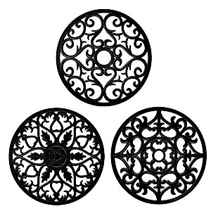 Boxiki Kitchen Silicone Trivet Mat | Trivets for Hot Dishes | Silicone Pads | Silicone Trivets | Silicone Microwave Mats | Pot Mat | Mexican Wall Decor (Black)