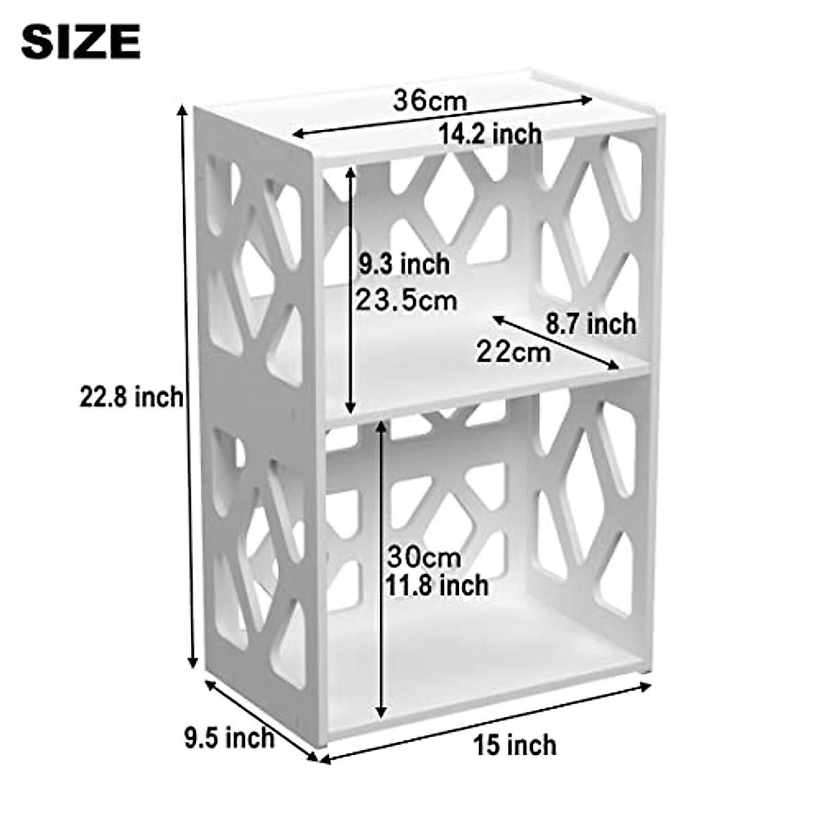 Rerii Small Bookshelf Bookcase for Small Spaces, Bed Side End Table 3 Tier 2 Shelf, Mini Little Book Shelf Case for Kids Room Bedroom Living Room Office, White