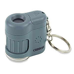 Carson MicroMini 20x LED Lighted Pocket Microscope with Built-In UV and LED Flashlight - Blue
