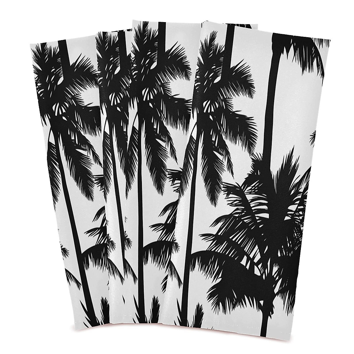 ALAZA Tropical Black Palm Tree White Decorative Kitchen Dish Towels Set of 4,Soft and Absorbent Kitchen Hand Towels Home Cleaning Towels Dishcloths,18 x 28 Inch