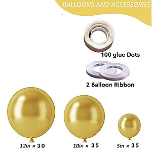 A2ZOnlineMaarket 100 Pcs Balloons Different Sizes 12/10/5 Inch Latex Balloon Garland Arch Kit for Birthday Baby Shower Wedding Bridal Shower Balloon Party Decoration (Chrome Gold)