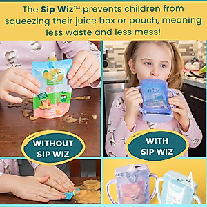Dinneractive Sip Wiz - Baby Pouch Holder No Squeeze Pouch Food Pouches & Juice Box Holder - Anti-Squeeze Yogurt Pouch Reusable Toddler Essentials 2 Pack