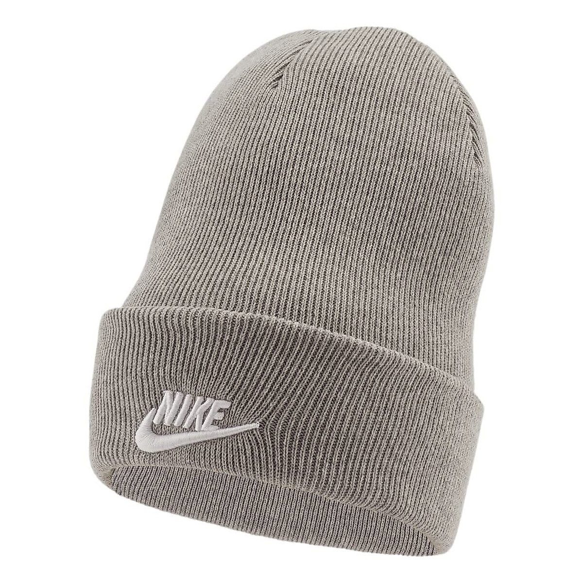 Nike Unisex Sportswear Cuffed Utility Beanie (as1, Alpha, one_Size, Light Grey Heather/White)