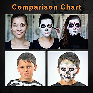 Black and White Face Paint,Halloween Skeleton Face Paint Kit with 2Pcs Painting Brushes,Water Based Body Paint for Adults & Kids,SFX Makeup Palette for Zombie,Joker,Clown,Cosplay,Costume,Theater