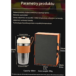 17oz Titanium Coffee Tumbler, Vacuum Insulated Travel Mug Spill Proof with Sliding Lid Reusable, for Hot and Cold Drinks
