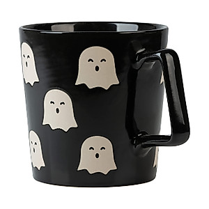 10 Strawberry Street Halloween Jack O Lantern & Ghost 20 oz Wax Resist Mugs, Black/Orange