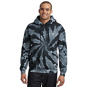 Port & Company Men's Essential Tie Dye Pullover Hooded Sweatshirt 4XL Black