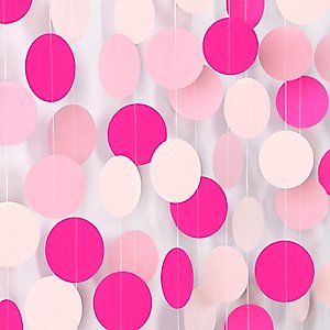 Hot-Pink Party-Decorations Paper-Garland Streamers Banner - 52Ft Girl Birthday flamingo Baby Shower Engagement Wedding Bachelorette Valentines Day Hanging Decor Ouruola
