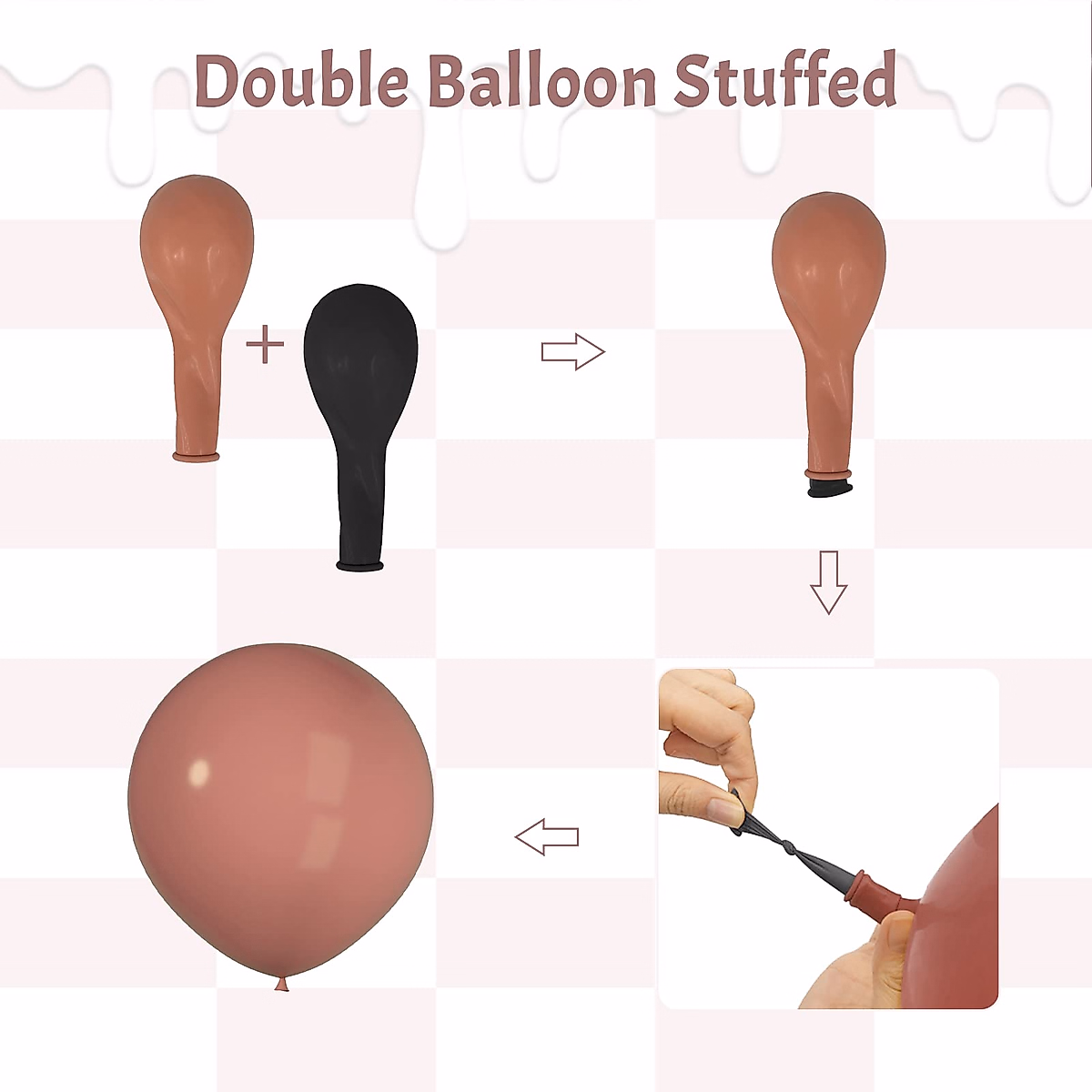 Double Stuffed Balloon Garland of Black & Dusty Pink Balloons - Dark Pink Balloons Different Sizes 5/12/18 Inch Matte Blush Pink Latex Balloon for Wedding Bridal Shower Birthday Party Decorations