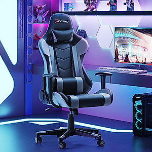 Devoko Ergonomic Gaming Chair Racing Style Adjustable Height High Back PC Computer Chair with Headrest and Lumbar Support Executive Office Chair (Grey)