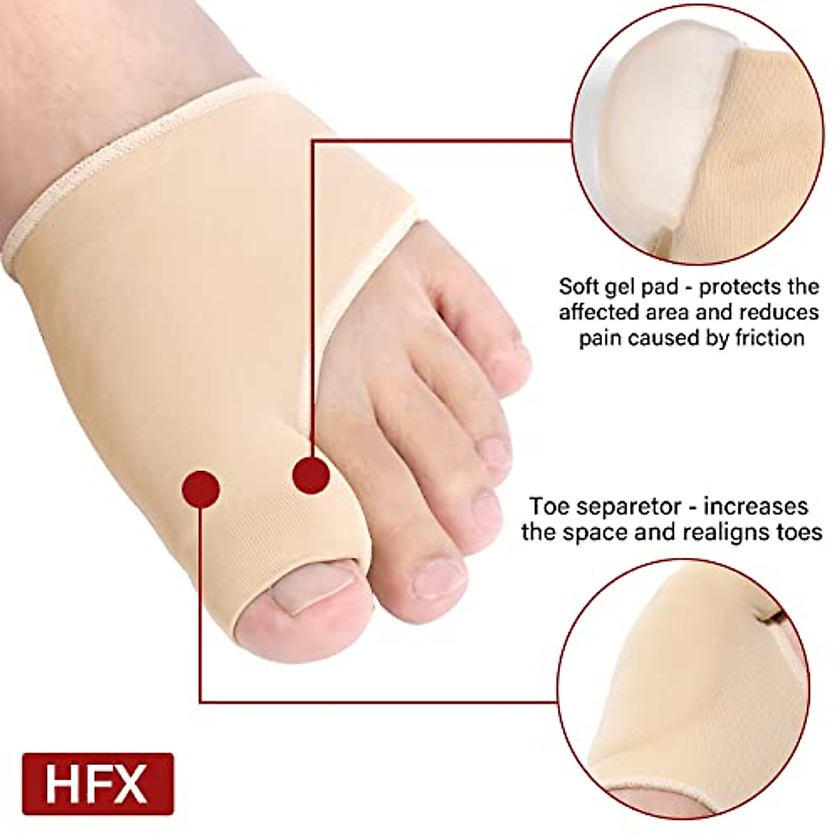 HFXBearArmor Bunion Splint 2PCS, Bunion Corrector for Men and Women Bunion Relief in Hallux Valgus, Toe Spacers for Feet, Hammer Toe Straightener Bunion Pads Day and Night Use - S