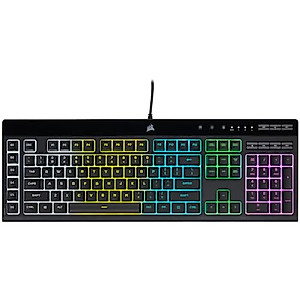 Corsair K55 PRO LITE RGB Wired Membrane Gaming Keyboard (5-Zone Dynamic RGB Backlighting, Six Macro Keys with Stream Deck Integration, IP42 Dust and Spill Resistant, Dedicated Media Keys) Black