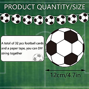 Soccer Banner, Soccer Party Decorations, 32 Pcs Paper Soccer Form a or some String of Soccer Banner, Cheer for Soccer Match and 2022 World Cup, Suitable for Bars, Soccer Decorations for party and Home