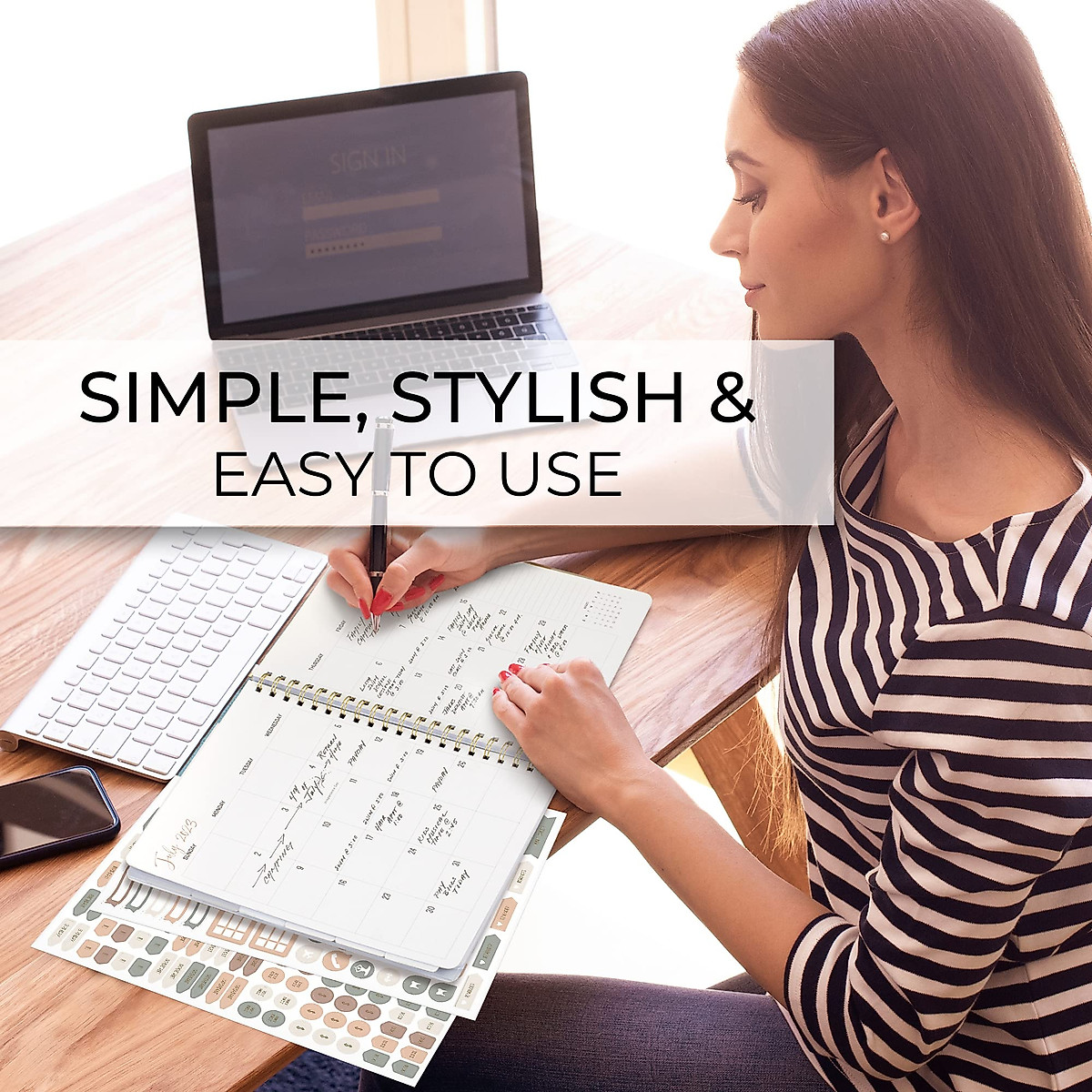 Simplified 2023 Daily Planner - Beautiful 8.5" x 10.5" Abstract Planner Notebook With Weekly And Monthly Spreads for Easy Planning - Perfect To Organize All Your Tasks and Boost Productivity