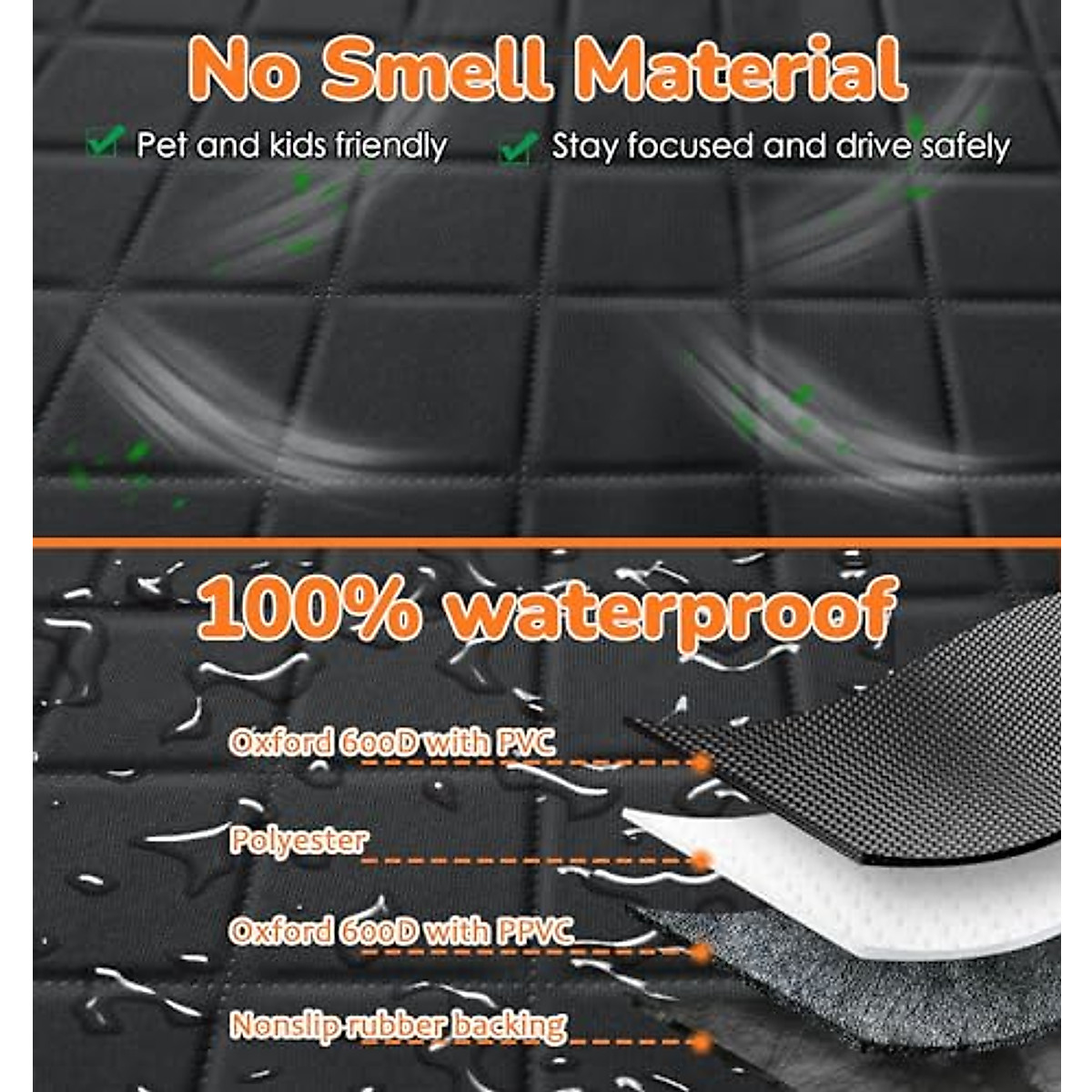 URPOWER Dog Seat Cover, 100% Waterproof Hammock 600D Heavy Duty Scratch Proof Nonslip Durable Soft Pet Back Seat Covers for Cars Trucks and SUVs