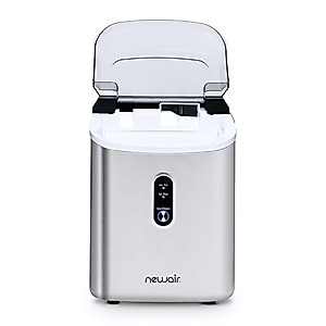 Newair Nugget Countertop Ice Maker Machine | 26 lbs. | Sonic Ice Maker in Stainless Steel, Self-Cleaning Function, Refillable Water Tank, Perfect Canes Ice for Kitchens, Offices, Home Coffee Bars