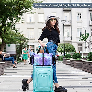 Hp hope Gym Bag for Women, Weekender Bag 34L Carry on Bag for Women, Overnight Bag with Wet Pocket and Shoes Compartment for Women, Travel, Gym, Yoga (Purple)