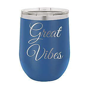 Your Name Text Engraved, Stainless Steel Tumbler, Customized cups, Double Insulated Mug Hot Cold Drink With Lid, Straw Option - 16 Different Colors (12 oz Wine, Personalize Name, Royal Blue)