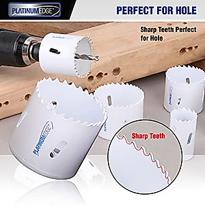 Hole Saw Kit, 17 Piece General Purpose 3/4" to 2-1/2" Set with Mandrels, Bi-Metal, Durable High Speed Steel (HSS). Fast Cut Clean, Smooth and Precise Holes Through PVC, Metal, Wood, Plastic, Drywall