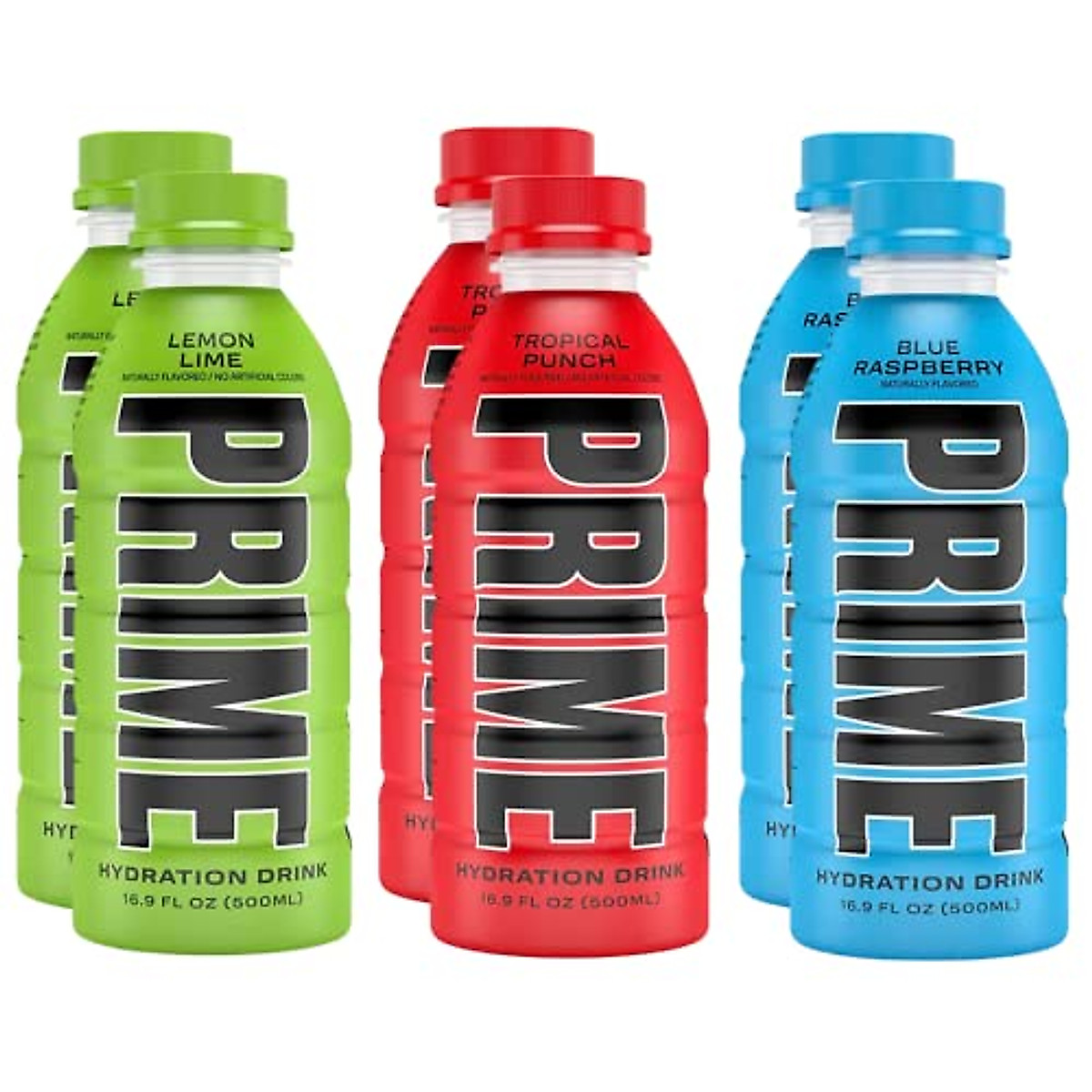 Prime Hydration Sports Drink Variety Pack - Energy Drink, Electrolyte Beverage - Lemon Lime, Tropical Punch, Blue Raspberry - 16.9 Fl Oz (6 Pack) By Golax