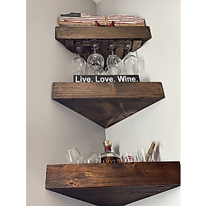 1 Wine Rack, 2 Corner Floating Shelves Set