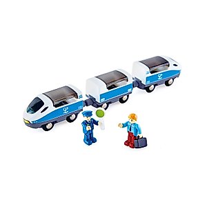 Hape E3728 Intercity Train Toy, Kids Train Toy Set with Accessories, 3 x Open/Close Magnetic Carriages, Passenger and Driver Figurines Included, Multicolor, 10.63" x 1.5" x 1.97", 7 Pack
