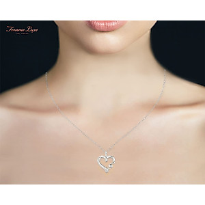 Femme Luxe Symphonies of Love - Open Heart Pendants With Treble Clef, Diamond Accent in 925 Sterling Silver, Hypoallergenic, Gift Ready Packaging (Symphony)