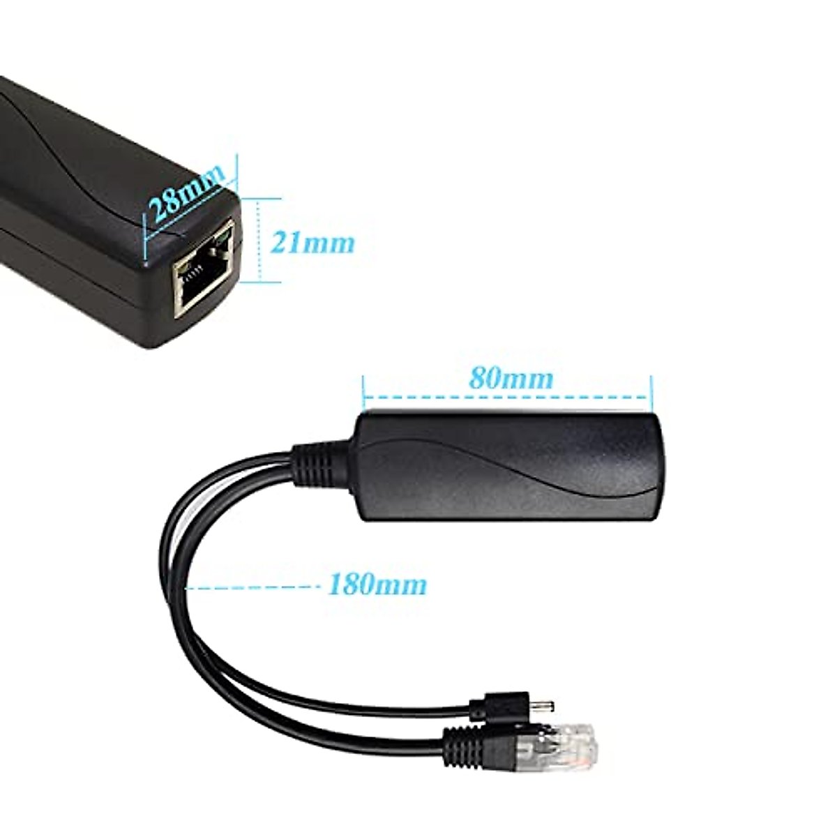 REVODATA Gigabit PoE Splitter 12V 2A Output with IEEE 802.3af/at Standard Compliant 10,100,1000Mbps Power Over Ethernet Splitter Adapter for Security Camera CCTV Surveillance 5.5x2.1mm DC PlugPS5712TG
