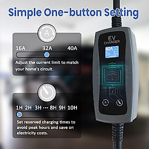 EP Level 2 Portable EV Charger, 16-40 Amp, 240V, 25ft Cable, Fast Charging Station for All EVs, NEMA 14-50P Plug, Upgraded Portable Electric Vehicle Charger