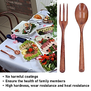Wooden Fork Spoon Set Large Lacquered Wood Spoon Fork Tableware Dinnerware 2Pcs Triangular Handle Cooking Tableware