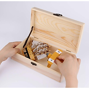 dedoot Unfinished Wooden Box with Hinged Lid 9.7x5.5x2.7 Inch Rectangle Keepsake Box Clasp Wood Box, Storage Box Wooden Gift Boxes for DIY Crafts, Home Deocration, Jewelry