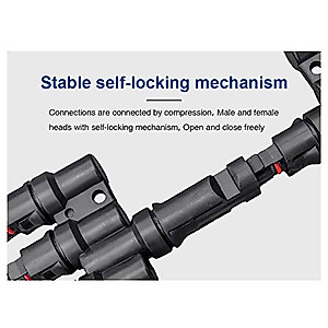 Hovico 1 Pair Solar Panel Connector MC-4 T Branch Connectors Cable Coupler Combiner - 1 Male to 4 Female (M/4F) and 1 Female to 4 Male(F/4M) for Parallel Connection Between Solar Panels