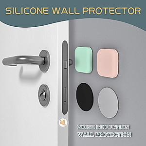 JEGONFRI Door Stoppers Wall Protector from Furniture, 10pcs 2" Strong Adhesive Round Door Knob Wall Protector, Silicone Thickened Door Bumpers for Walls (Black, Round)